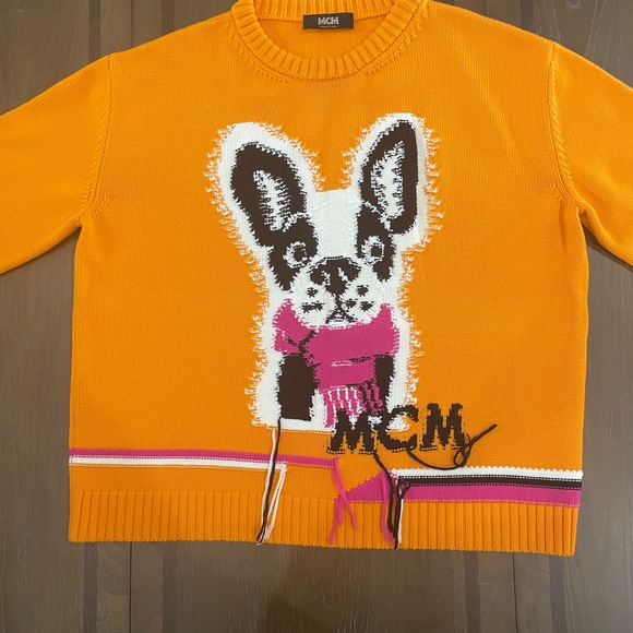 MCM | Sweaters | Orange Mcm Sweat With Hot Pink Beanie Size 2xl | Poshmark